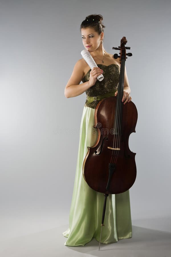 Beautiful Woman with Cello and Score Stock Photo - Image of cello ...