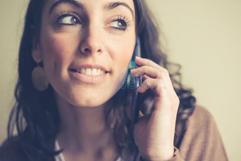 Beautiful Woman on Cellphone Calling Stock Image - Image of modern ...