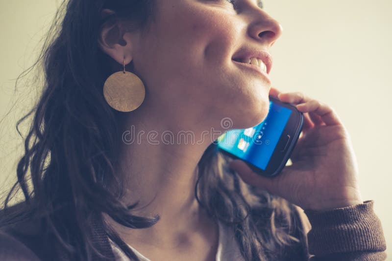 Beautiful Woman on Cellphone Calling Stock Image - Image of face ...