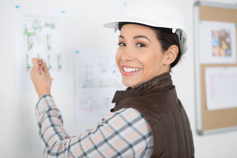 Beautiful Woman Civil Engineer Managing Works Stock Image - Image of ...