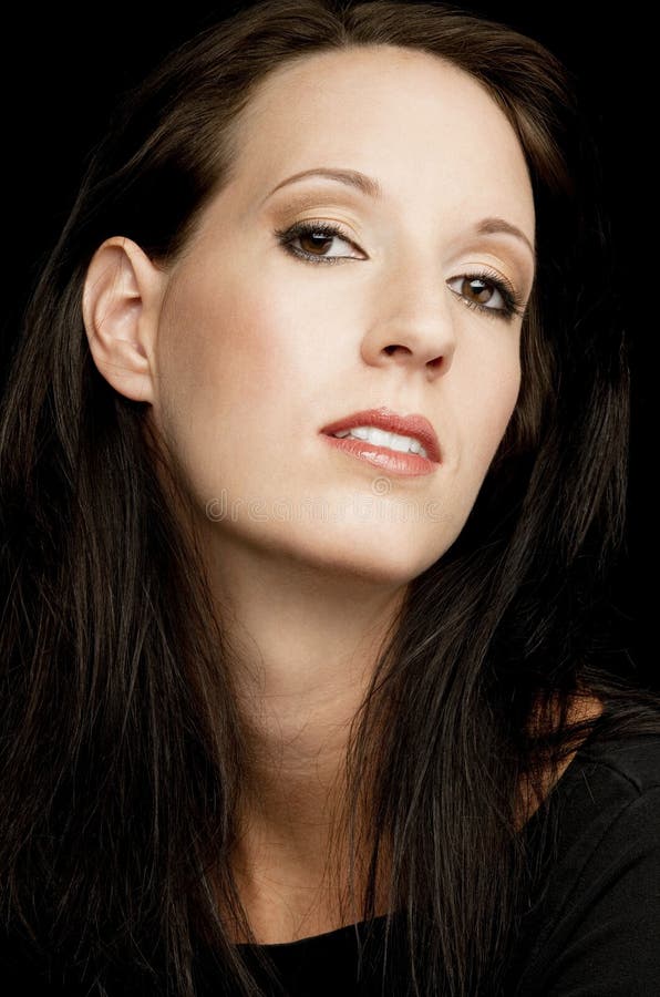 Beautiful Woman with Classical Make-up Stock Photo - Image of dark ...