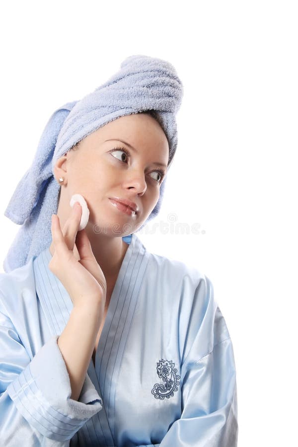 Beautiful Woman Cleaning Her Face with Pads Stock Image - Image of ...