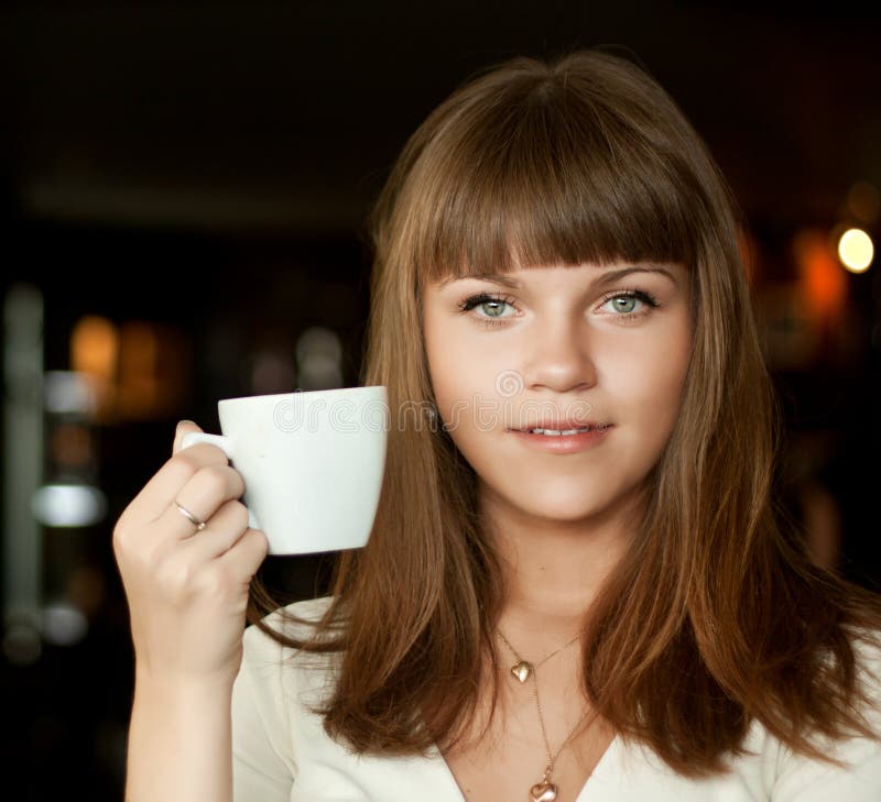 Beautiful Woman with Coffee Stock Image - Image of flavor, fashion ...