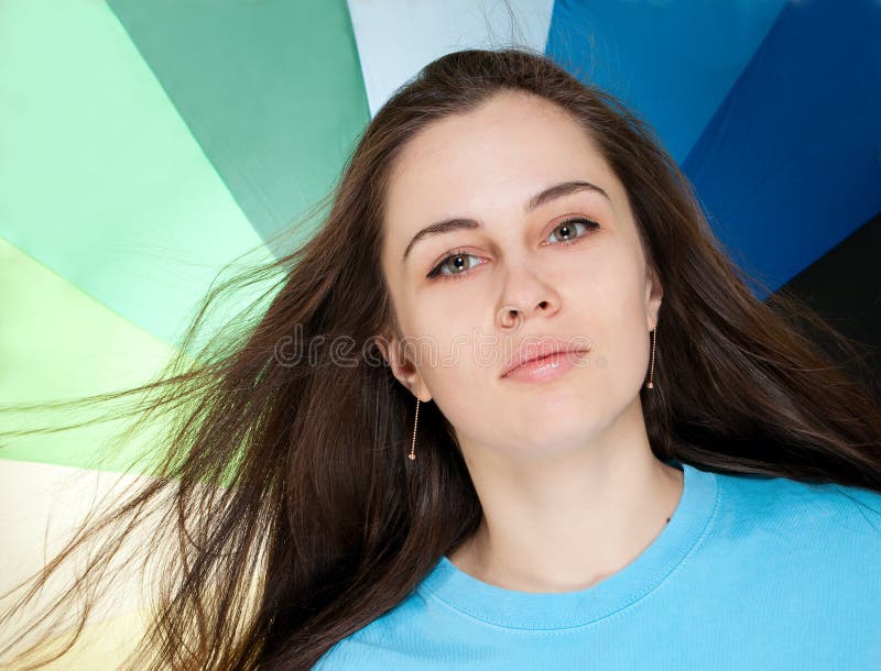 Beautiful Woman with Colorful Stock Photo - Image of headshot ...