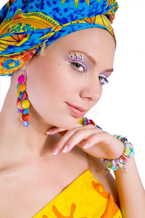 Beautiful Woman with Colourful Accessories Stock Image - Image of girls ...