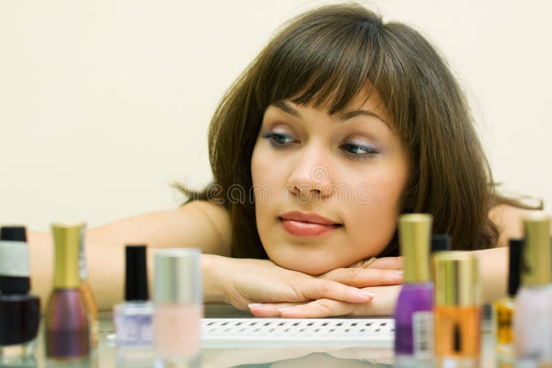 Beautiful Woman with Cosmetics Stock Photo - Image of female, health ...