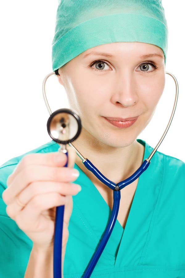 Beautiful Woman Doctor with Stethoscope in Hand. Stock Photo - Image of ...