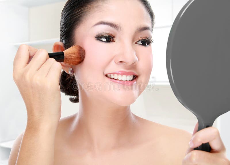 Beautiful Woman Doing Make Up Stock Image - Image of eyebrows, lips ...