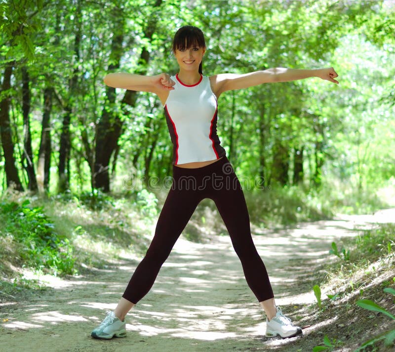 Beautiful Woman Doing Stretching Exercise Stock Image - Image of ...
