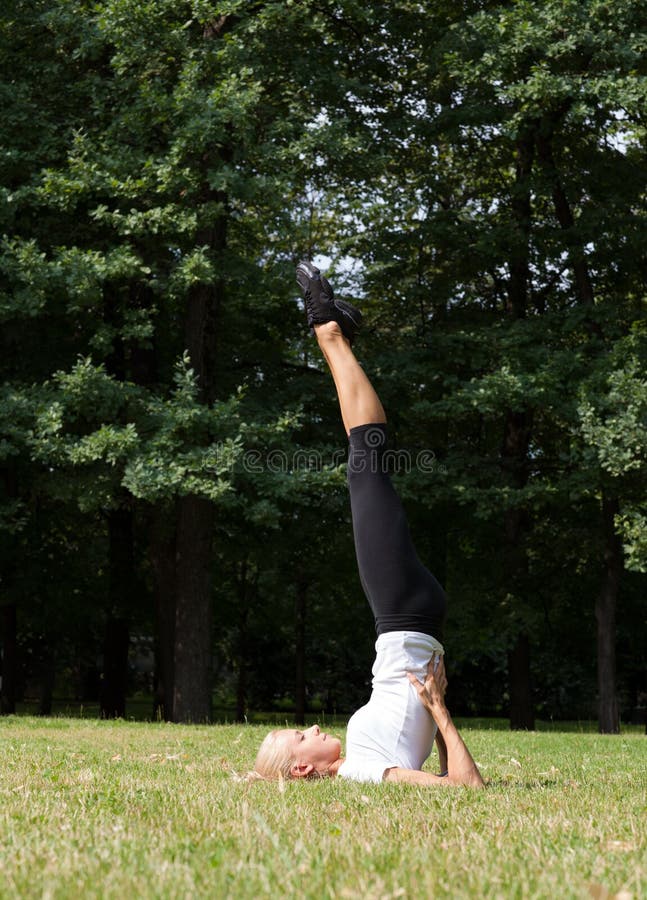 Beautiful Woman Doing Yoga Exercises Stock Image - Image of adult ...