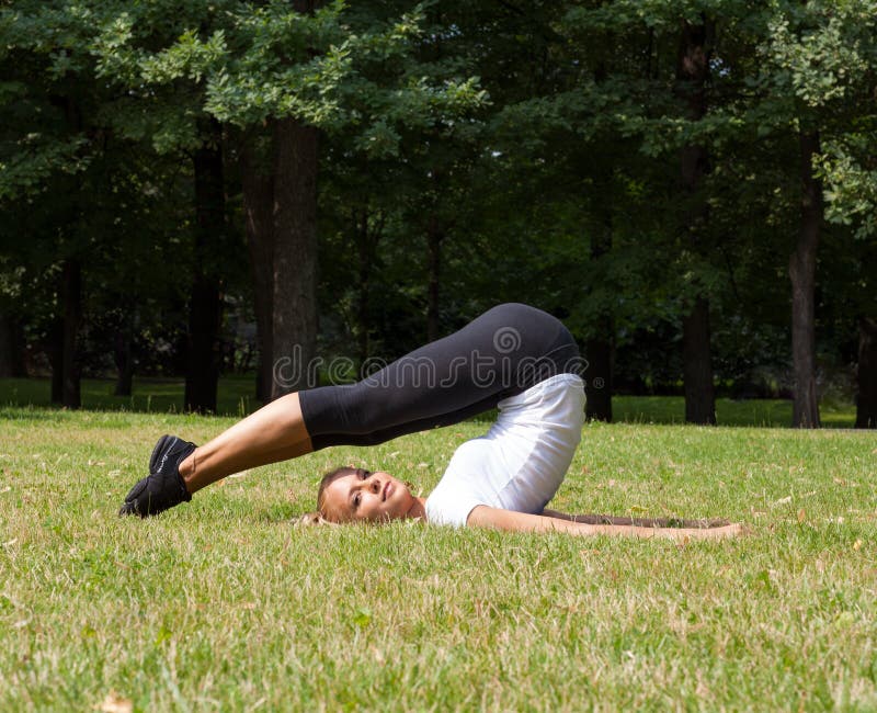 Beautiful Woman Doing Yoga Exercises Stock Image - Image of breathing ...