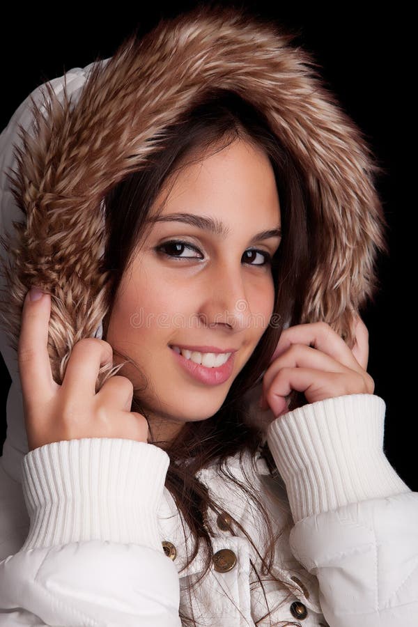 Beautiful Woman Dressed for Winter Stock Photo - Image of joyful ...