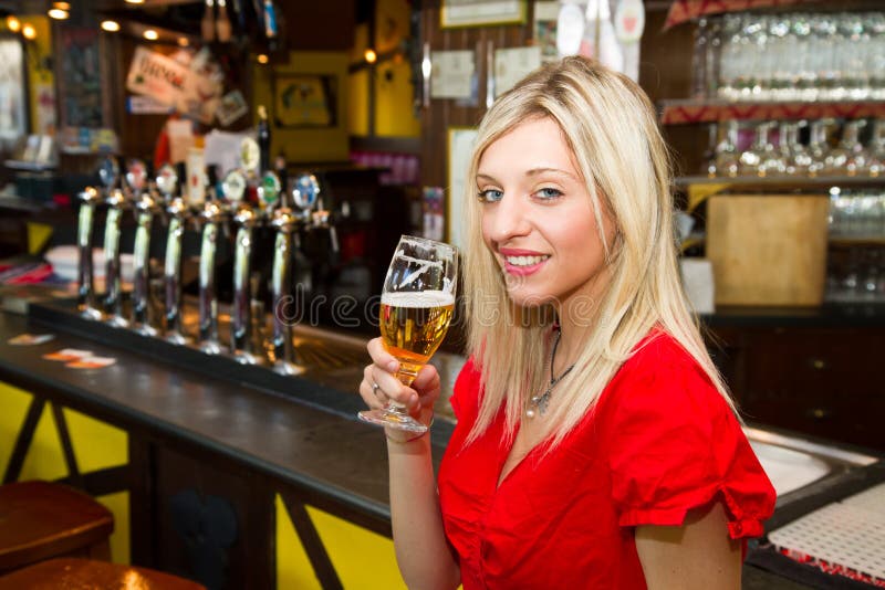 Beautiful Woman Drinking Beer Stock Photo - Image of girl, smile: 40978880