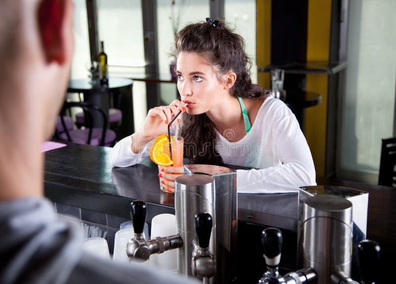 Beautiful Woman Drinking Cocktail Stock Image - Image of leisure ...