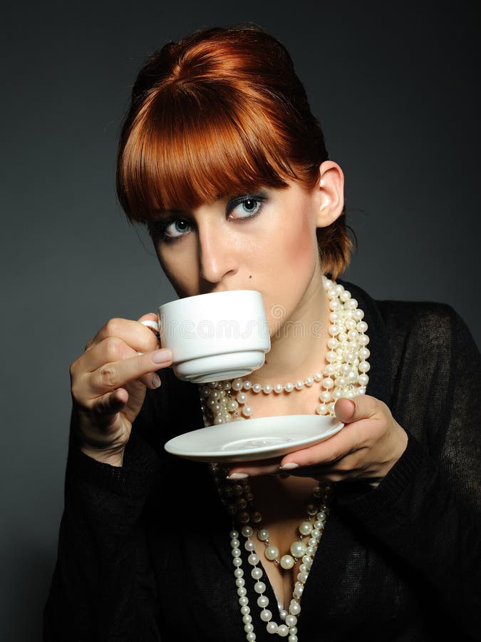 375 Beautiful Retro Lady Drinking Coffee Stock Photos - Free & Royalty ...