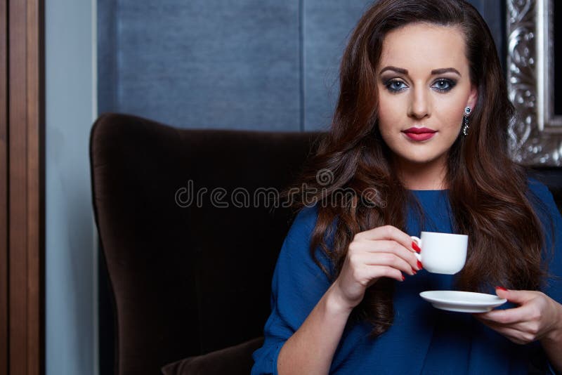 Beautiful Woman Drinking Coffee Stock Image - Image of model, beverage ...