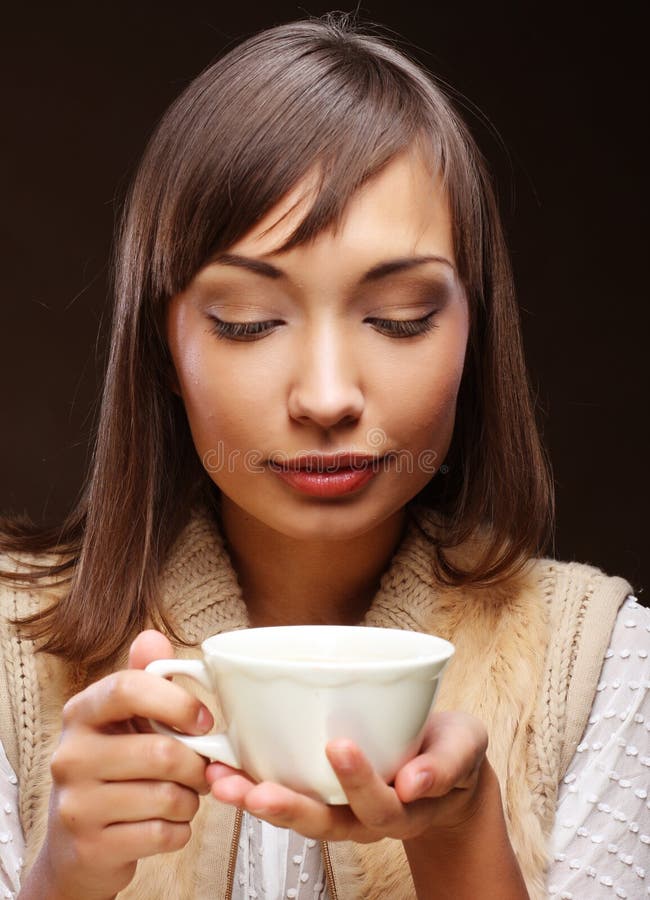 Beautiful Woman Drinking Coffee Stock Image - Image of drink, model ...