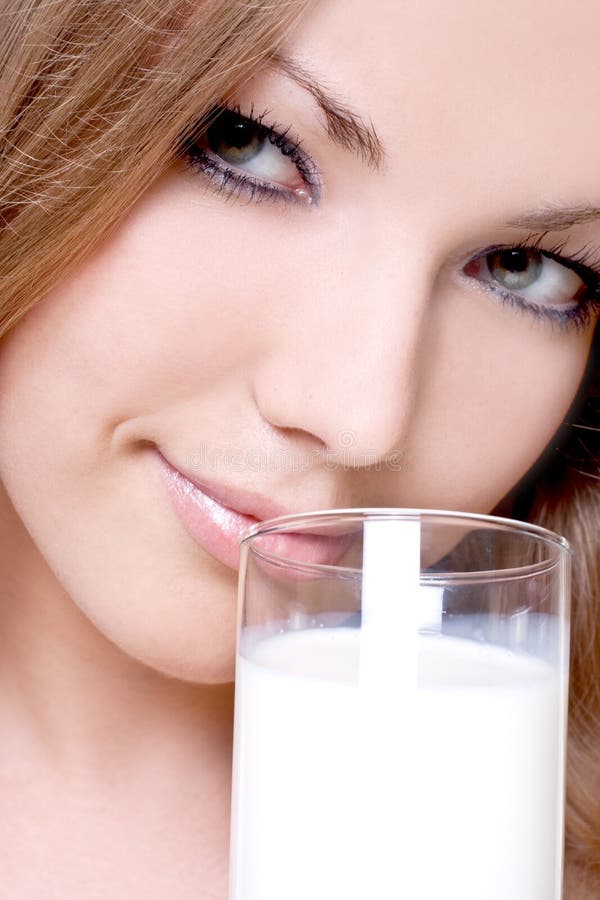 Beautiful Woman Drinking Milk Stock Image - Image of food, dairy: 10192753