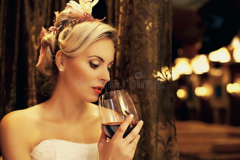 Beautiful Woman Drinking Red Wine Picture. Image: 20237566