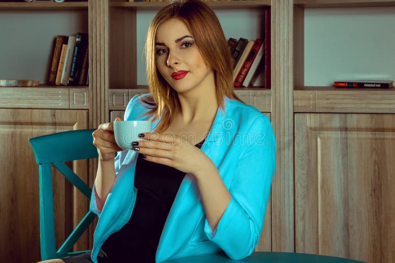 Beautiful Woman Drinking Tea Stock Photo - Image of portrait, people ...