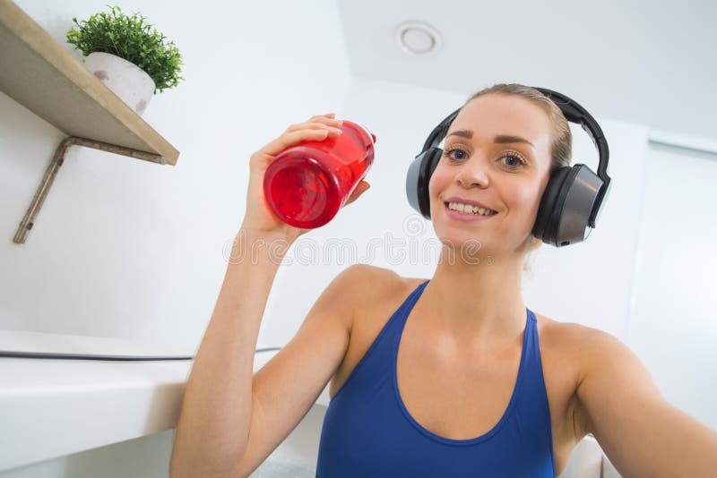 Beautiful Woman Drinking Water Stock Photo - Image of attractive, smile ...