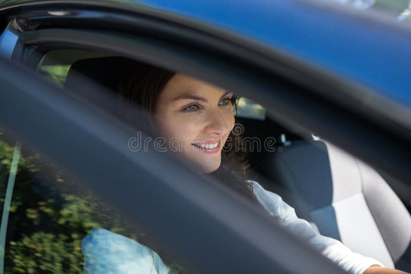 Beautiful Woman Driving a Car Stock Image - Image of journey, modern ...