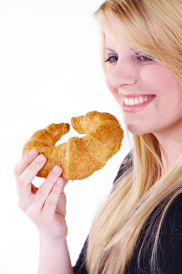Beautiful Woman Eating a Biscuits Stock Image - Image of biscuits ...