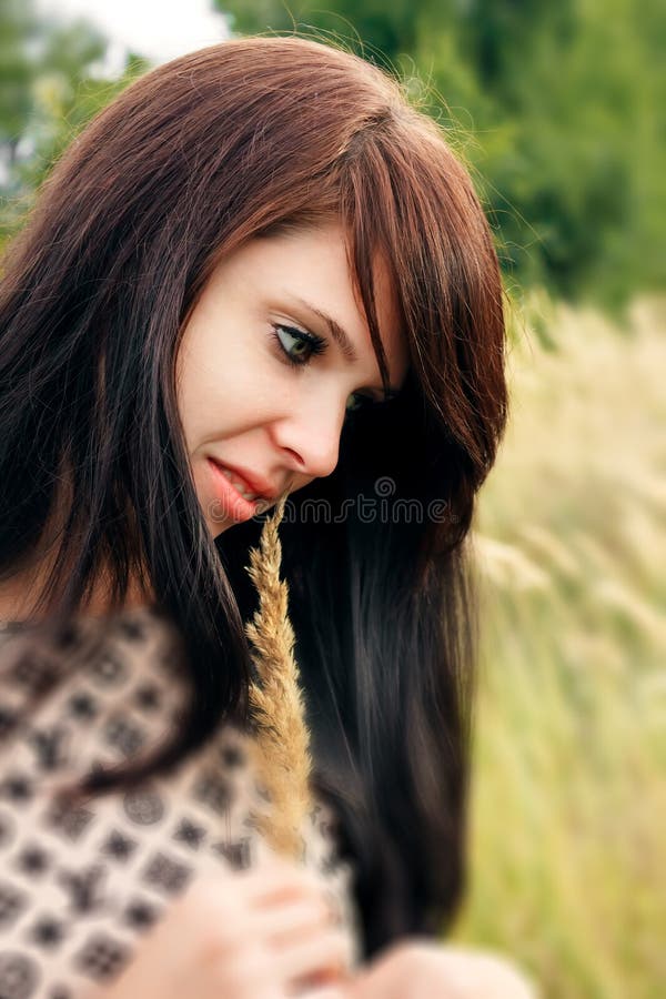 Beautiful Woman Enjoying Daisy Field Nice Female Lying Down In Meadow