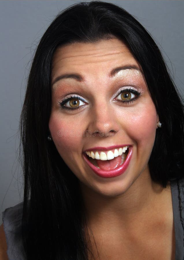 Beautiful Woman with Excited Facial Expression Stock Photo - Image of ...