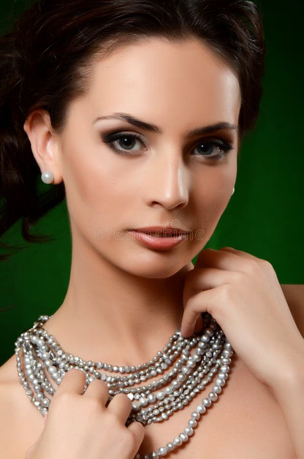 The Beautiful Woman in Expensive Pendant Stock Photo - Image of glamour ...