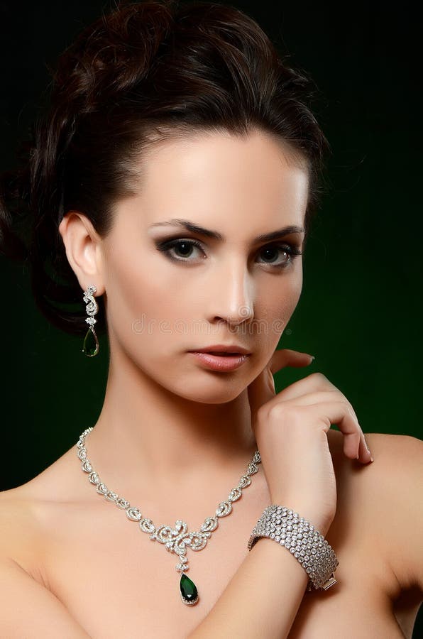 The Beautiful Woman in Expensive Pendant Stock Image - Image of jewelry ...