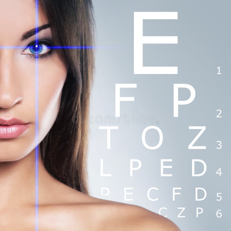 Beautiful Woman with Eye Scanning Stock Image - Image of care, lens ...