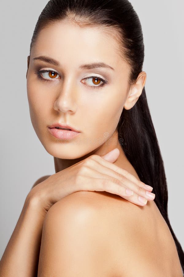 Beautiful Woman Face with Clear Skin Stock Photo - Image of face ...