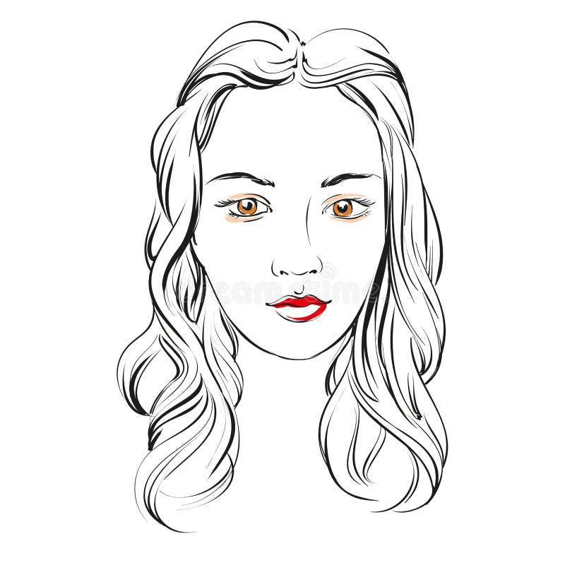 Beautiful Woman Face Hand Drawn Vector Llustration Stock Vector ...