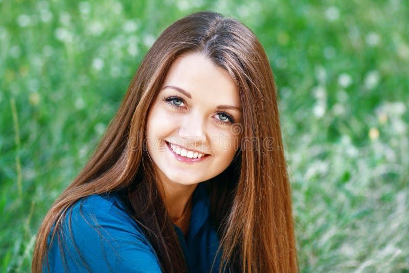 Smiling Teenage Girl Looking at Camera Outdoors Stock Image - Image of ...