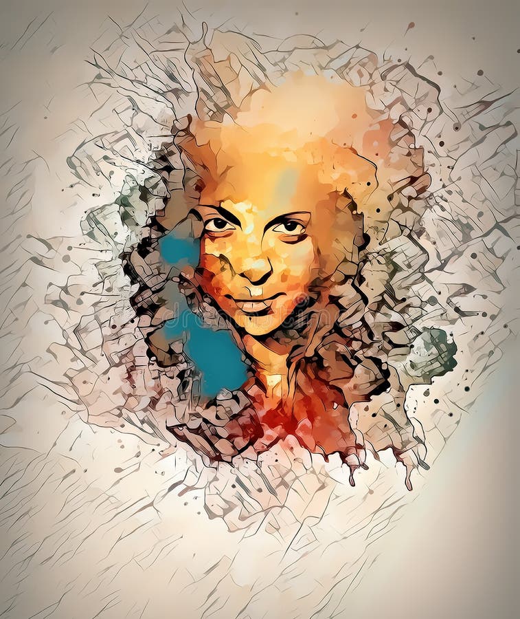 Beautiful Woman Face and Mosaic Structure. Stock Photo - Image of ...