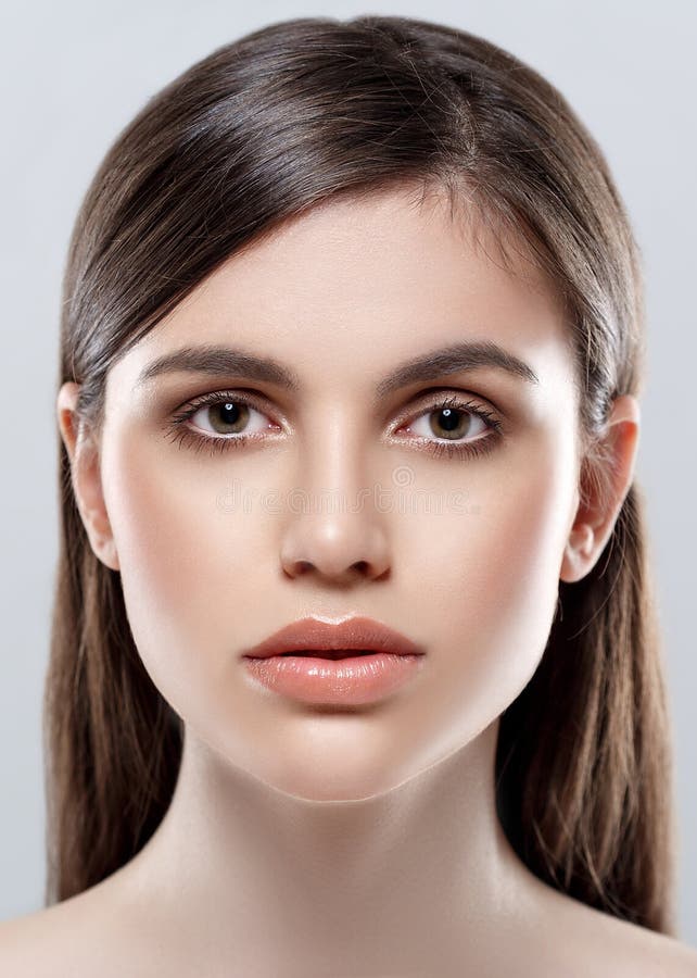 Beautiful Woman Face Closeup Perfect Blonde Girl With Long Healthy