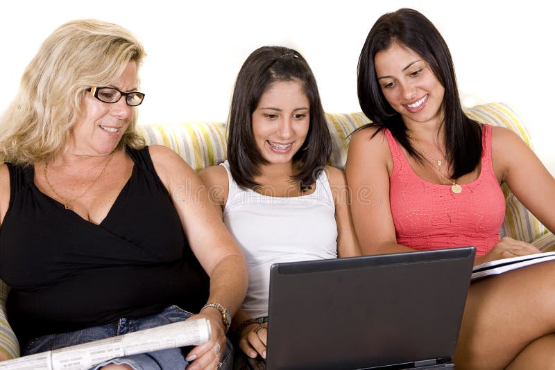 Beautiful woman family stock photo. Image of computer - 8101462