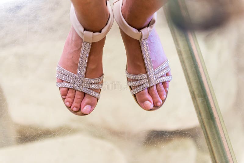 Beautiful Woman Feet on a Glass Pavement Stock Image - Image of health ...