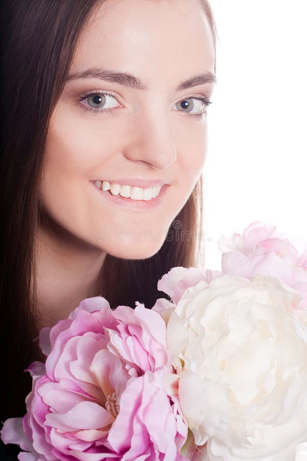 Beautiful Woman with Flowers Stock Image - Image of femininity, model ...