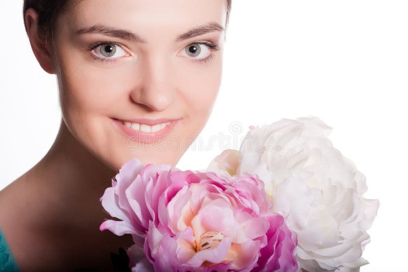 Beautiful Woman with Flowers Stock Photo - Image of freshness, dreams ...