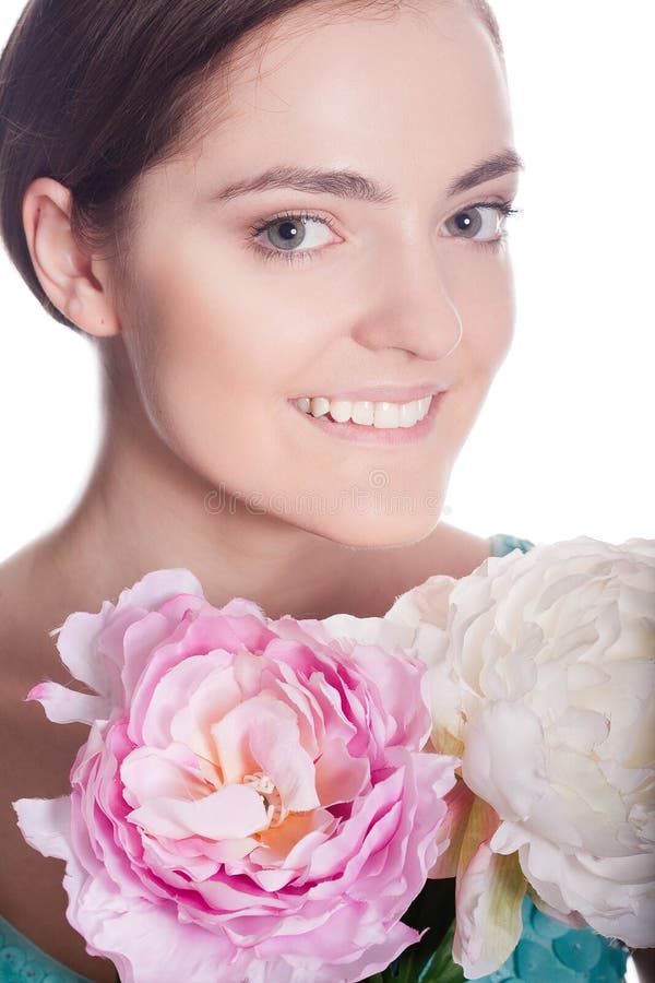 Beautiful Woman with Flowers Stock Image - Image of model, caucasian ...