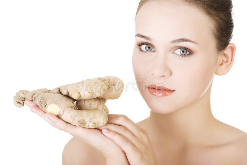 Beautiful Woman with Fresh Ginger Stock Image - Image of ingredient ...
