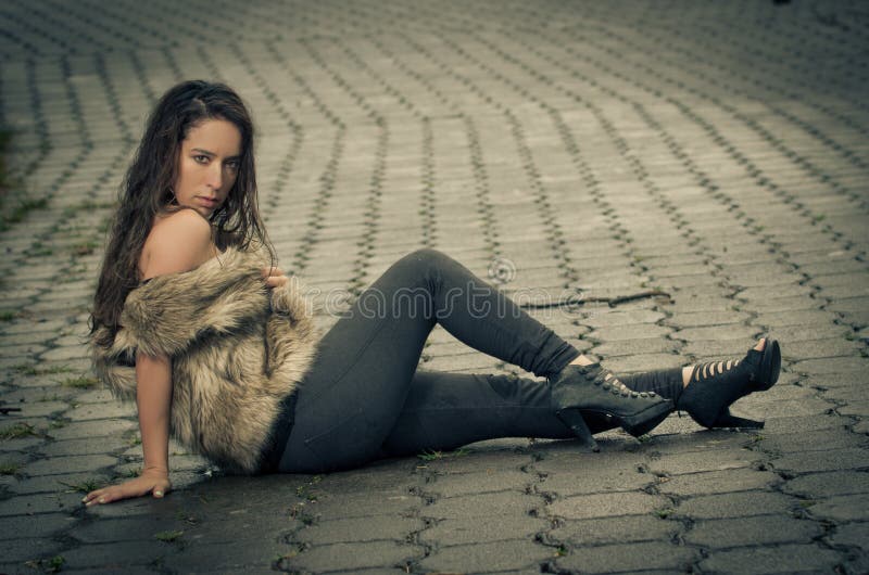 Beautiful Woman in a Fur Coat Stock Photo - Image of human, flirt: 29513438
