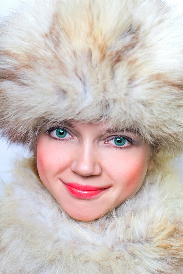 Beautiful woman in furs stock photo. Image of fluffy, hair - 1849606