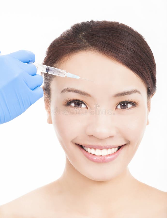 Beautiful Woman Gets Injection in Her Face Stock Image - Image of ...