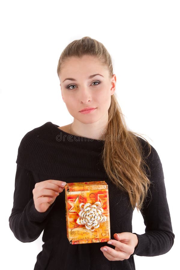 Beautiful Woman Giving and Getting Gift Concept Stock Image - Image of ...