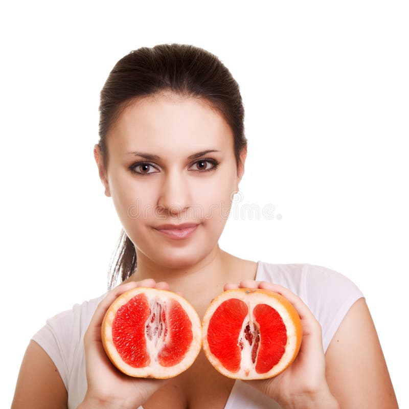 Beautiful Woman with Grapefruit Stock Image - Image of hand, health ...