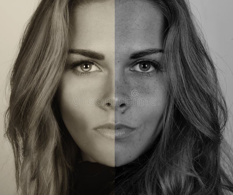 Beautiful Woman on Grey stock image. Image of eyes, closeup - 84634309