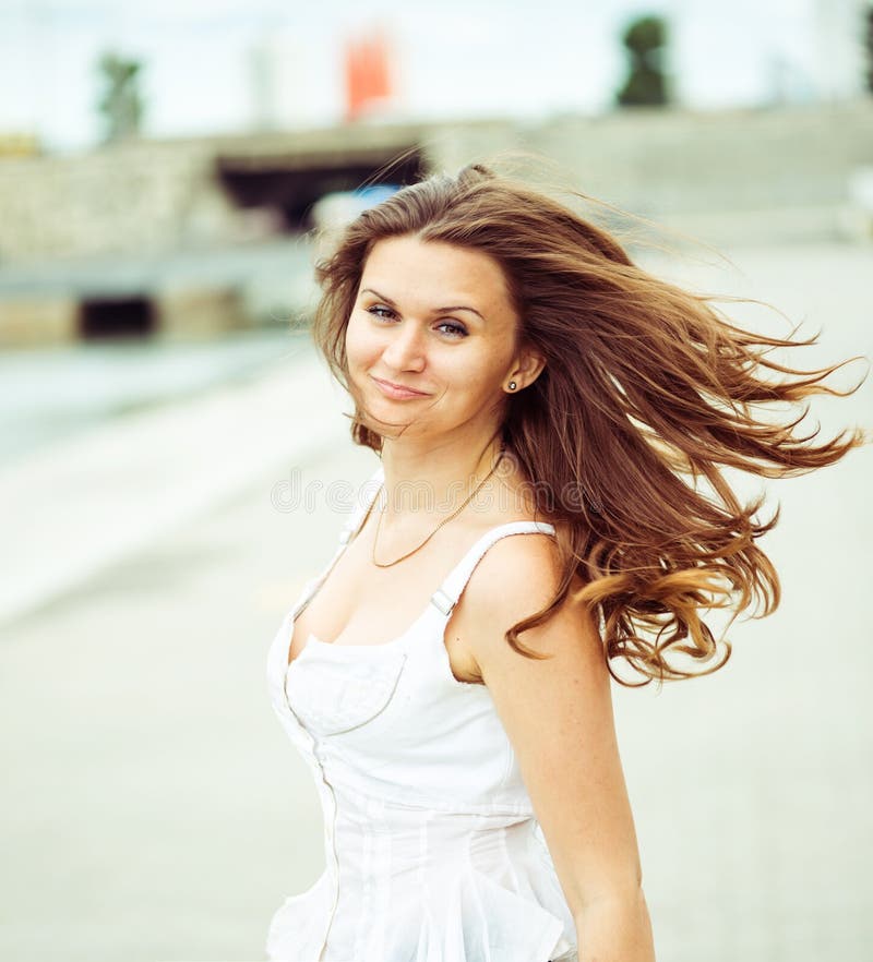 Beautiful Woman with Hair Flying Stock Image - Image of movement ...